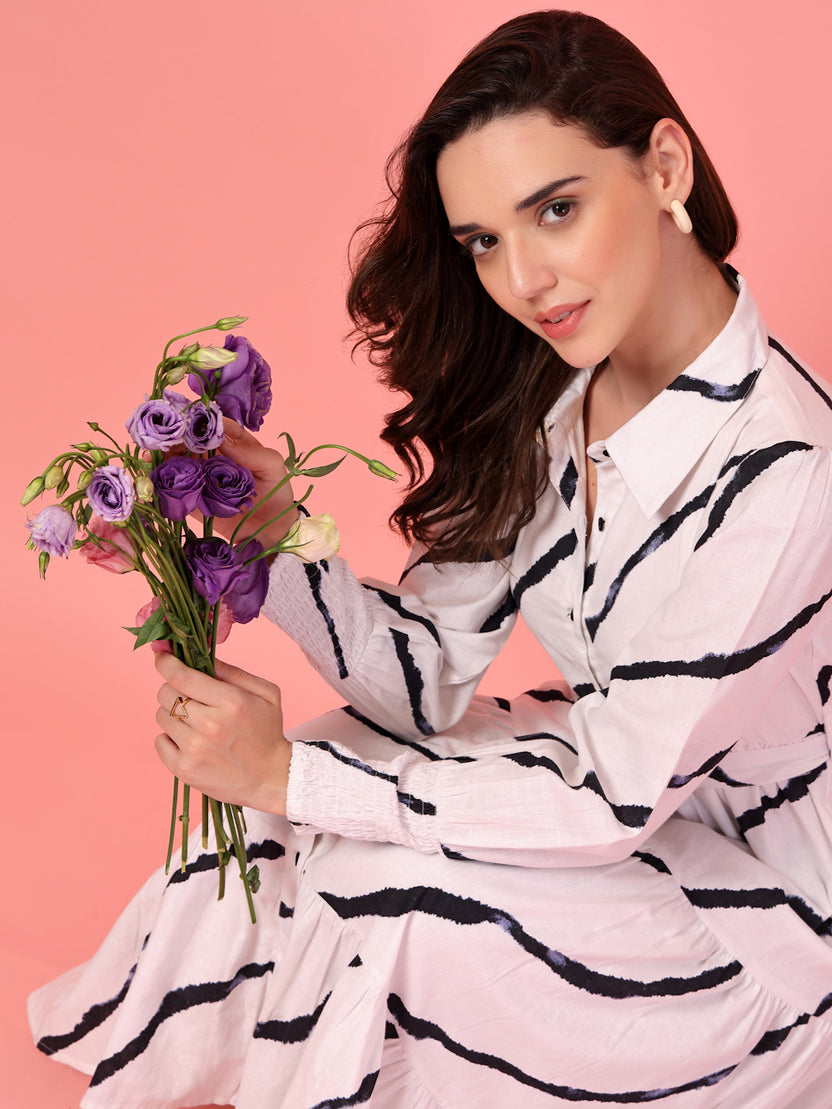 Tie and Dye Cotton Maxi Dress | Women’s Long Sleeve Belted Fashionable ...